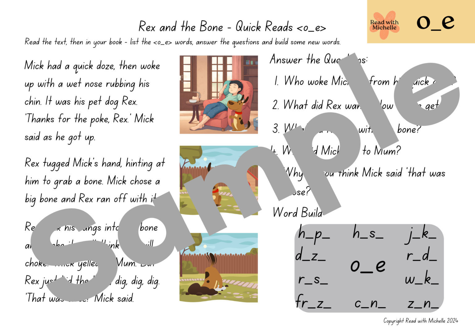 Decodable 'o_e' Reading, Spelling & Writing Activities Long Vowel O ...