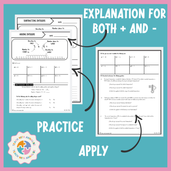 Grade 7 - Add and Subtract Integers - Worksheets - Differentiated ...