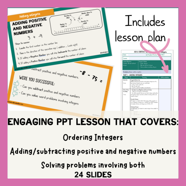 BUNDLE Grade 7 Integers - Worksheets and PowerPoint Lesson - Teacher ...