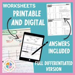 BUNDLE Grade 7 Integers - Worksheets and PowerPoint Lesson - Teacher ...