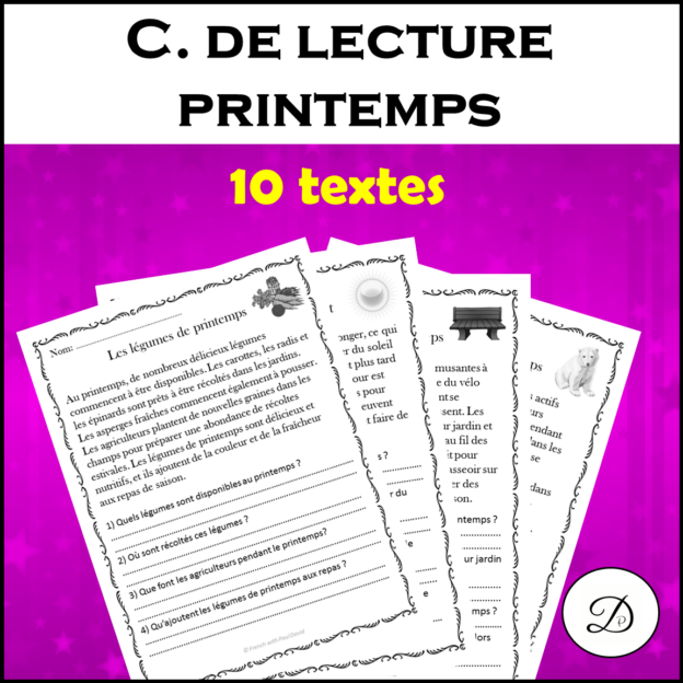 Compréhension de lecture - PRINTEMPS (10 textes) / French Reading ...