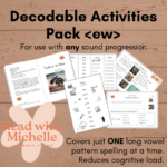 Decodable Activity Pack 'ew' Extended or Complex Code - Teacher ...