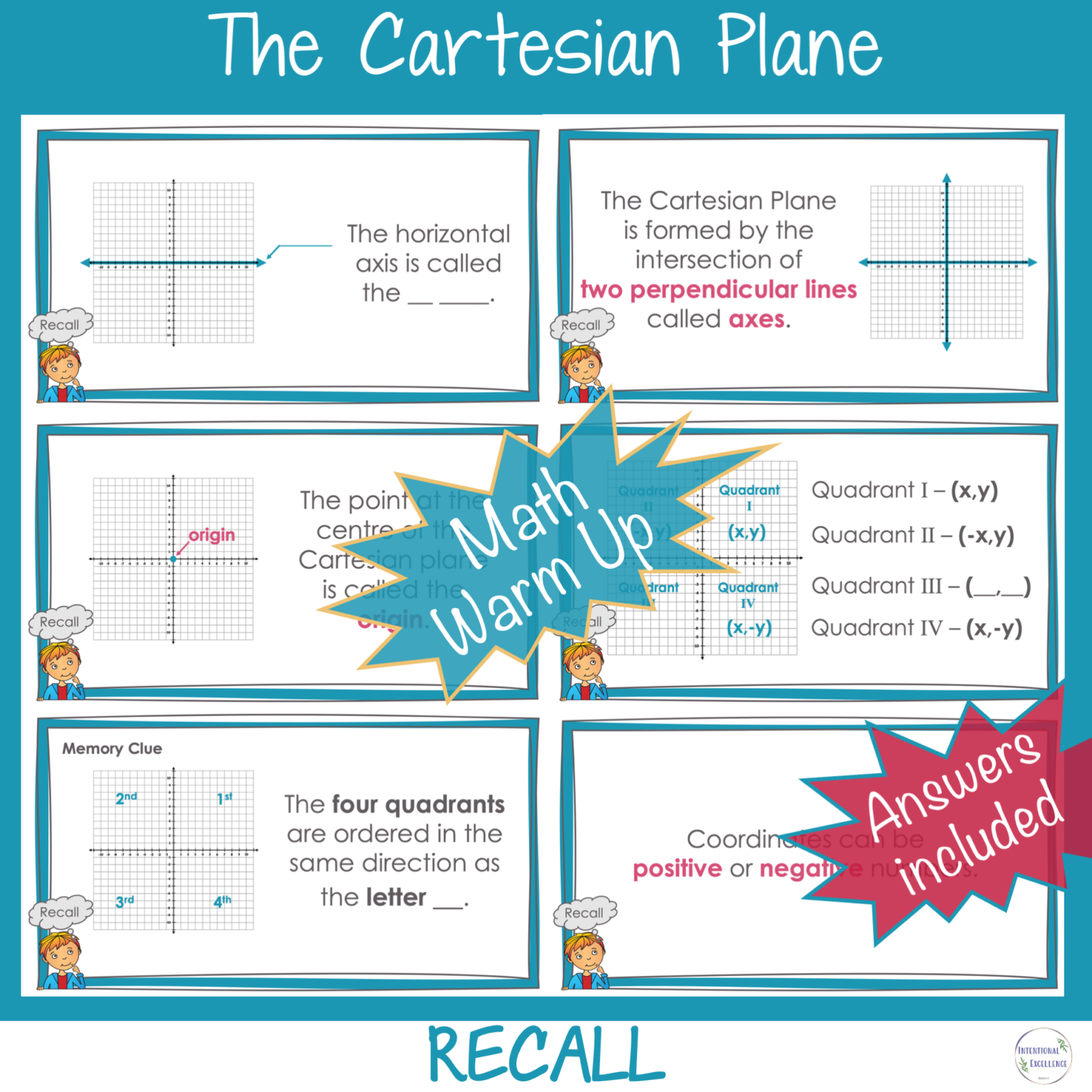Cartesian Plane Coordinate System Plotting Points Warm Up Worksheets ...