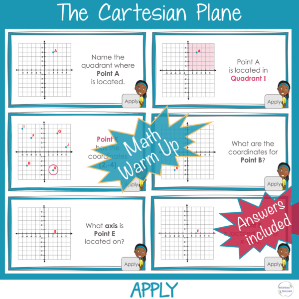Cartesian Plane Math WARM UP Coordinate System Ordered Pairs Year 5 - 6 ...