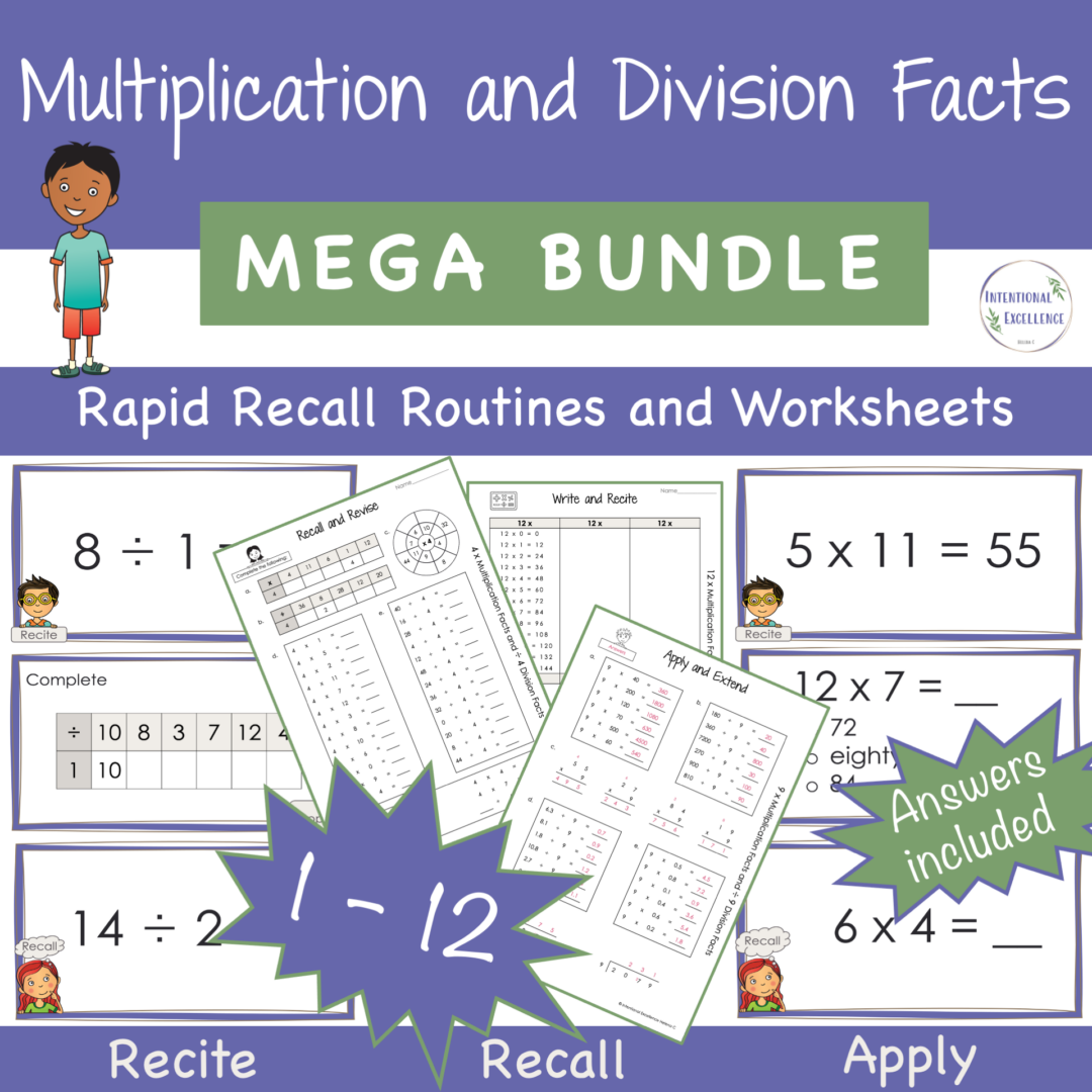 MEGA BUNDLE 1 - 12 Multiplication Division Facts Math Warm Up ...