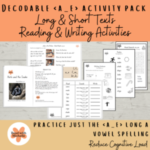 Decodable Text & Passage with Activities 'a_e' Long A Extended/Complex ...