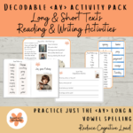 FREE Decodable 'ay' Activities & Text Long A Vowel Extended/Complex ...