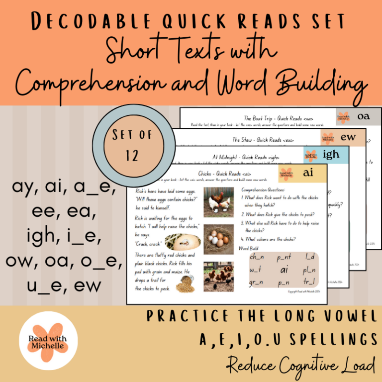 Quick Read 12 Short Decodable Stories with Comprehension Pack 1 Long ...