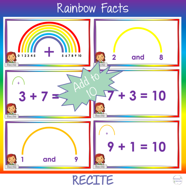 Rainbow Facts WARM UP Basic Addition Add to 10 Year 1 - 2 Math Review ...