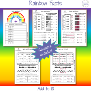Add to 10 Basic Rainbow Facts Prep – 2nd Grade Math Homework ...
