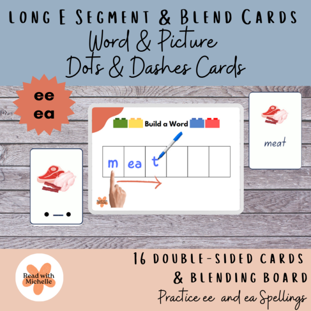Long E 'ee' and 'ea' Blend and Segment Word Cards and Board Set ...