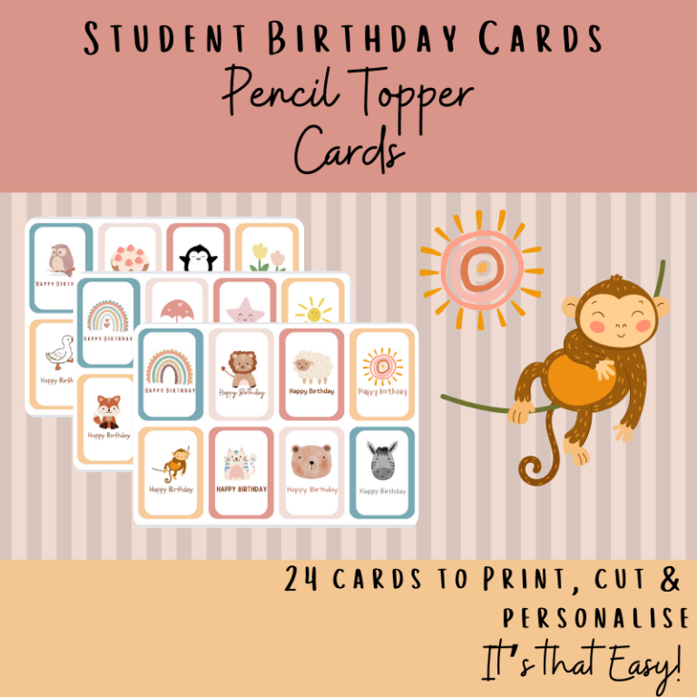 Student Birthday Cards - Pencil Topper Cards - Teacher Professional ...