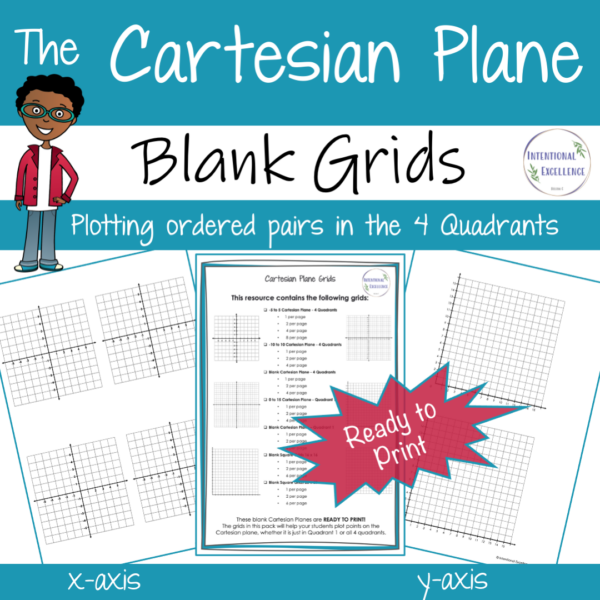 Plotting Coordinates Cartesian Plane BLANK Grids 1 and 4 Quadrant ...