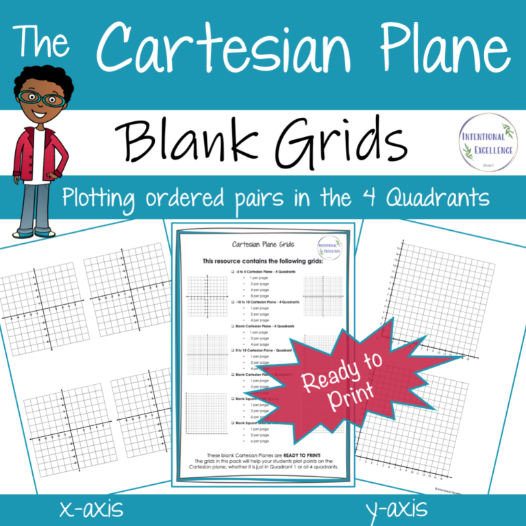 Plotting Coordinates Cartesian Plane BLANK Grids 1 and 4 Quadrant ...