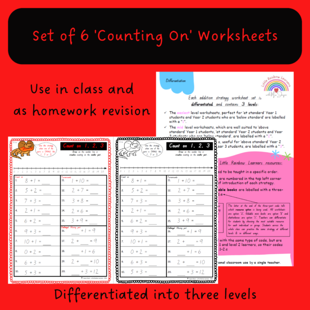 Count On Addition Strategy Worksheets - Teacher Professional Development