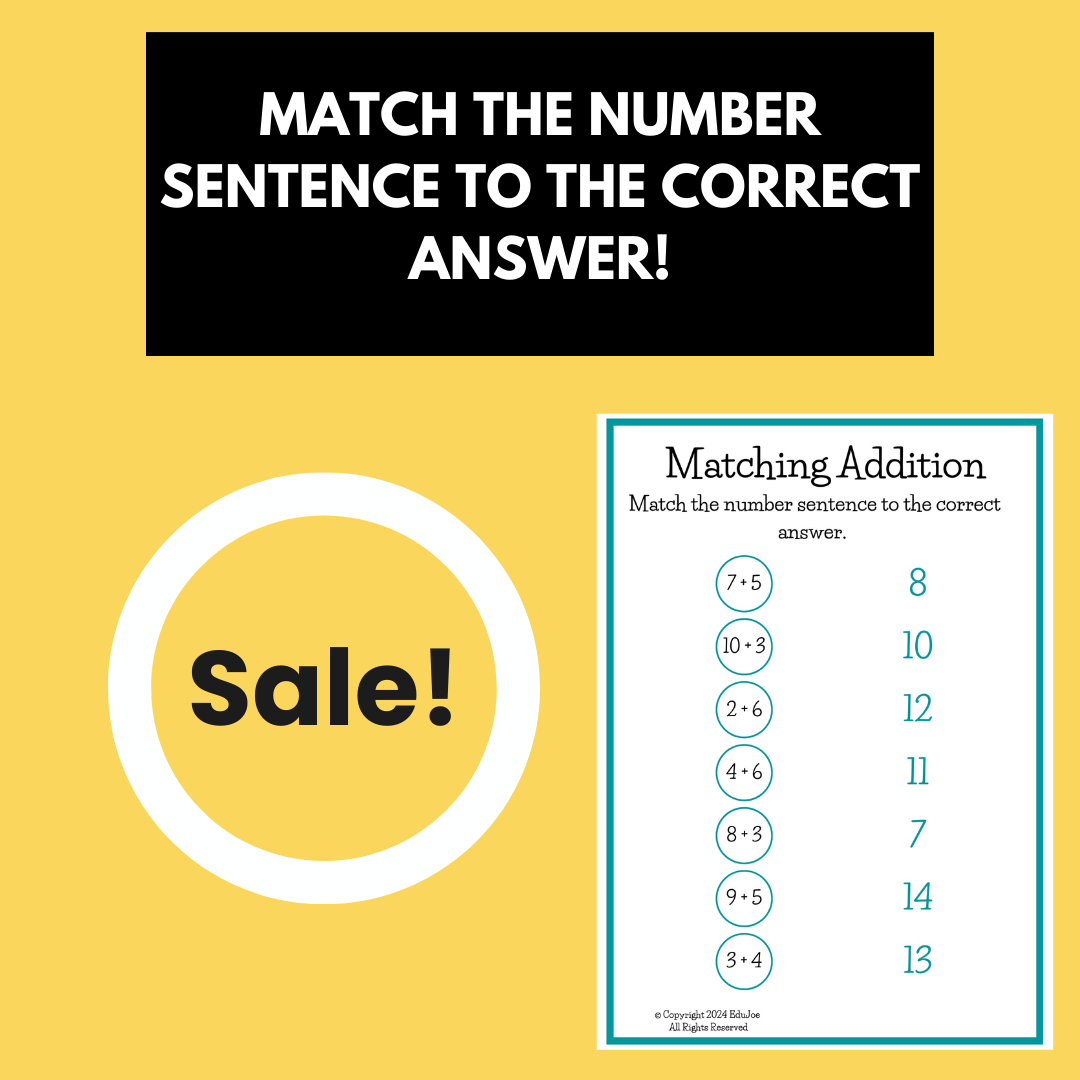 Match the Number Sentence to the correct Answer - Teacher Professional ...