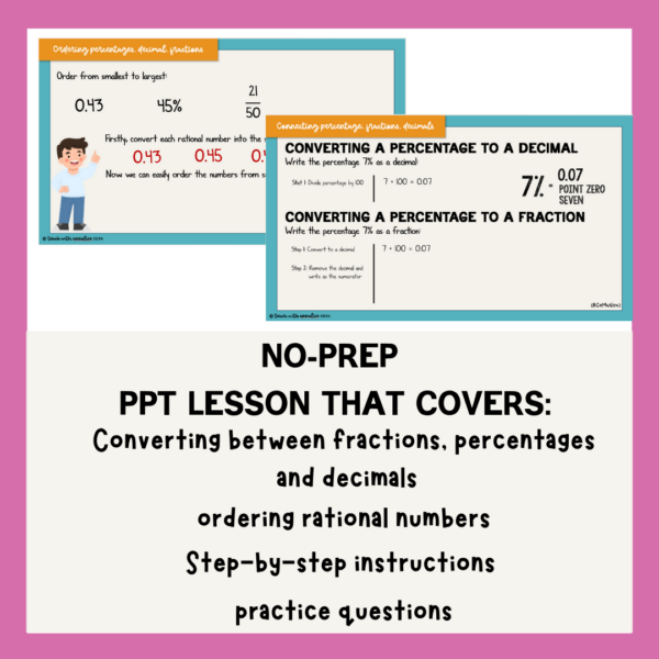 Convert FRACTIONS, PERCENTAGES and DECIMALS No-Prep PowerPoint and ...
