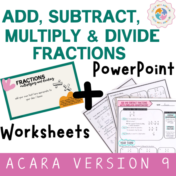 BUNDLE Multiply, Divide, Add and Subtract Fractions PowerPoint and ...