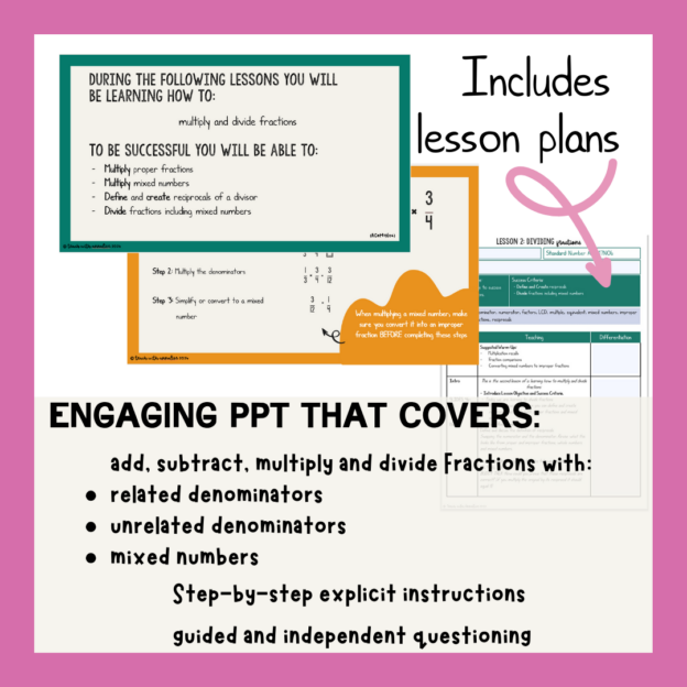 BUNDLE Multiply, Divide, Add and Subtract Fractions PowerPoint and ...