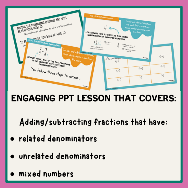 Add and Subtract Fractions with related and unrelated denominators and ...