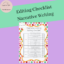 Editing Checklist - Narrative Writing | Creative Writing Editing Self ...