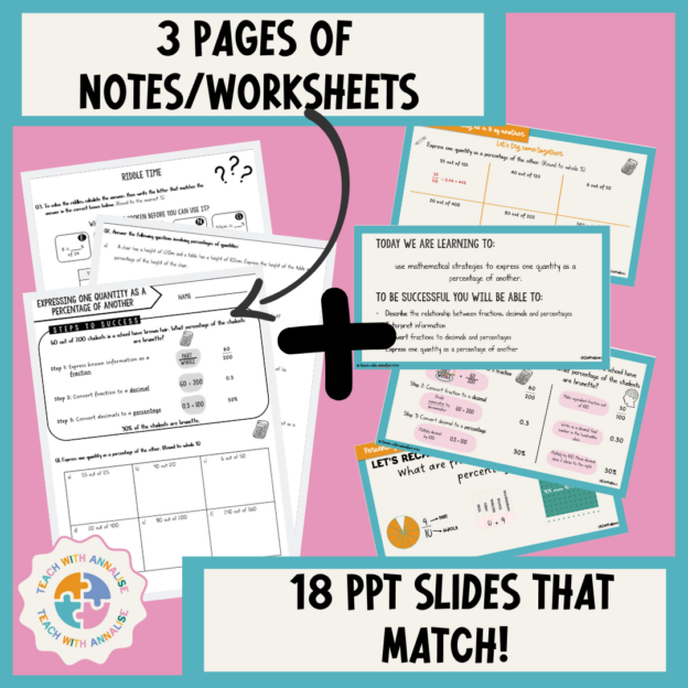 BUNDLE Express one number as a percentage of another PowerPoint ...