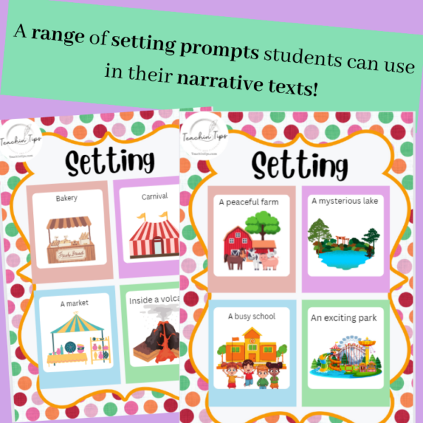Prompt Cards or Posters Characters & Settings Narrative Writing ...