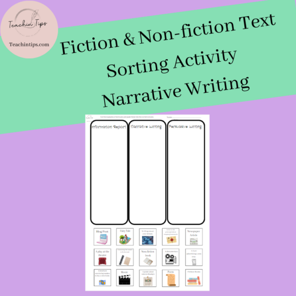 Fiction and Non Fiction Text Sorting or Matching Activity Narrative ...