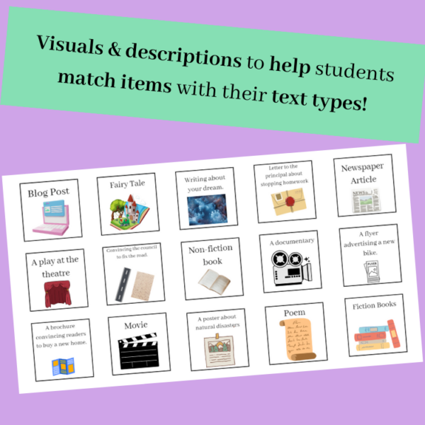 Fiction and Non Fiction Text Sorting or Matching Activity Narrative ...