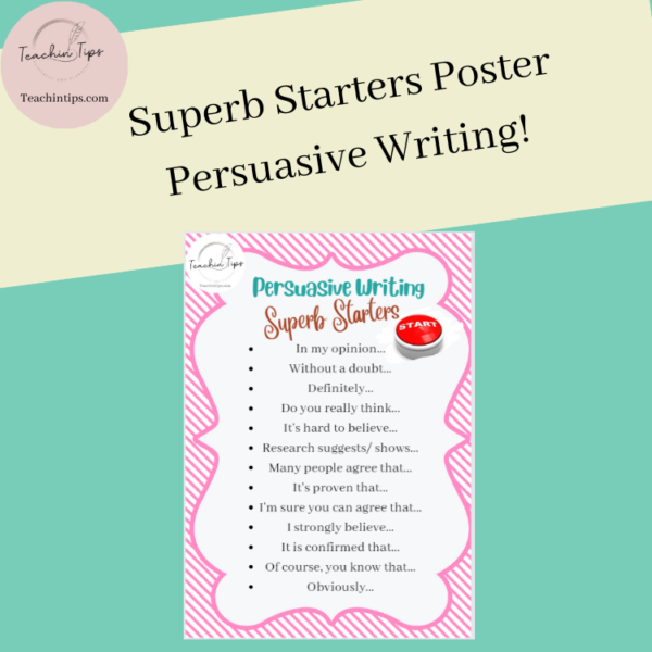 Sentence Starters Opinion Writing | Superb Starters Poster Persuasive ...