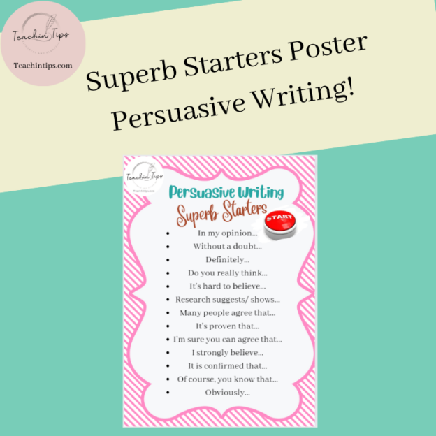 Sentence Starters Opinion Writing | Superb Starters Poster Persuasive ...