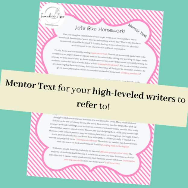 DIFFERENTIATED Mentor Text Persuasive Writing | Opinion Writing ...