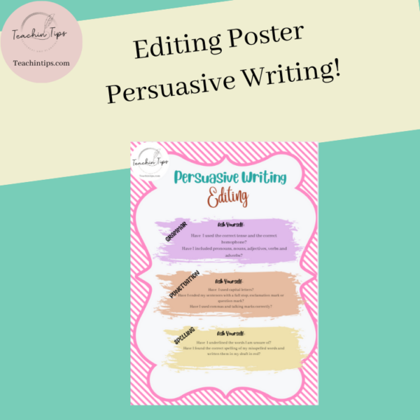 Persuasive Texts Editing Poster | Editing Opinion Writing ANCHOR CHART ...