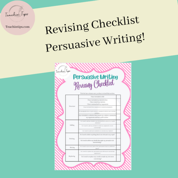 Persuasive Texts Revising Checklist | Revising Opinion Writing ANCHOR ...