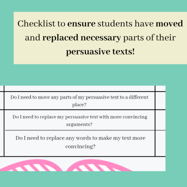 Persuasive Texts Revising Checklist | Revising Opinion Writing ANCHOR ...