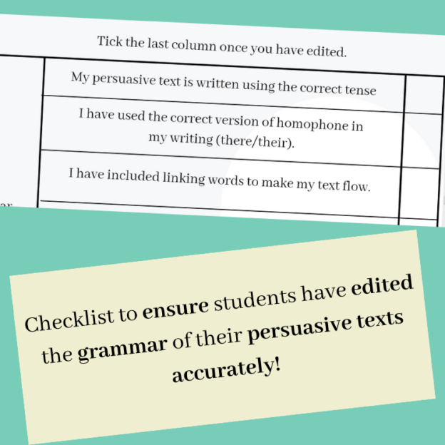 Persuasive Texts Editing Checklist | Editing Opinion Writing ANCHOR ...