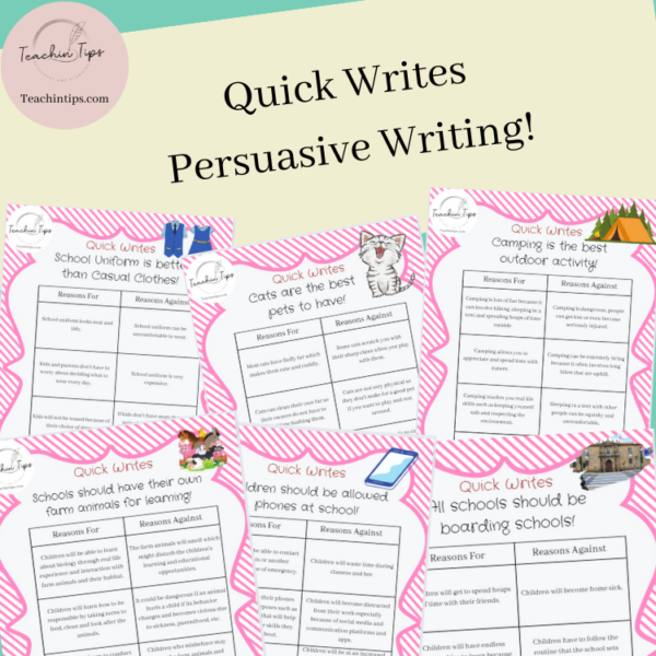 Persuasive Texts Prompts or Topics with Arguments For & Against Opinion ...