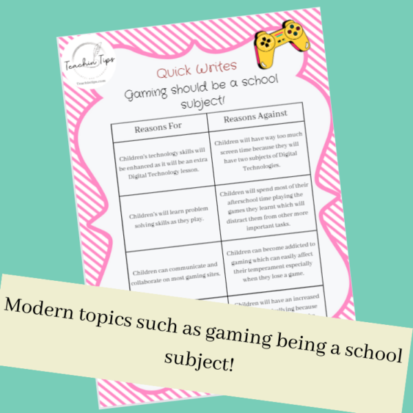 Persuasive Texts Prompts or Topics with Arguments For & Against Opinion ...