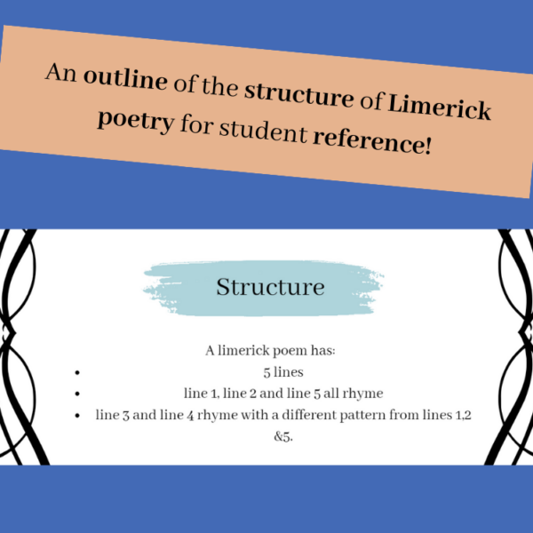 Limerick Poetry Writing Poster | Structure & Sample of Limericks ANCHOR ...