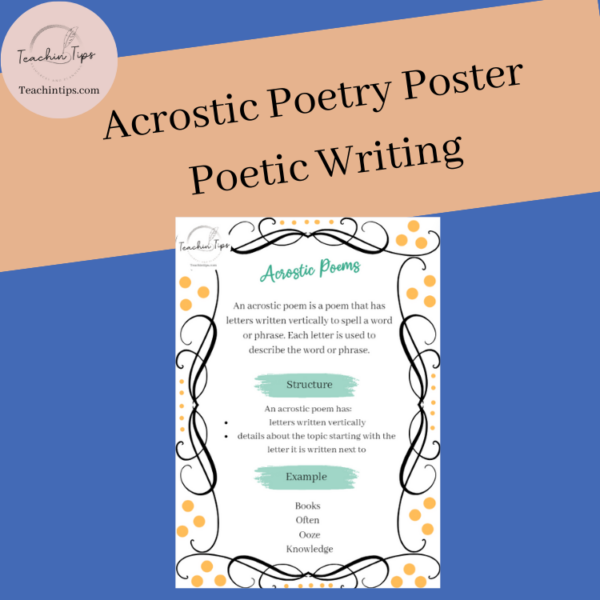 Acrostic Poetry Display Poster | Meaning Structure & Sample of Acrostic ...