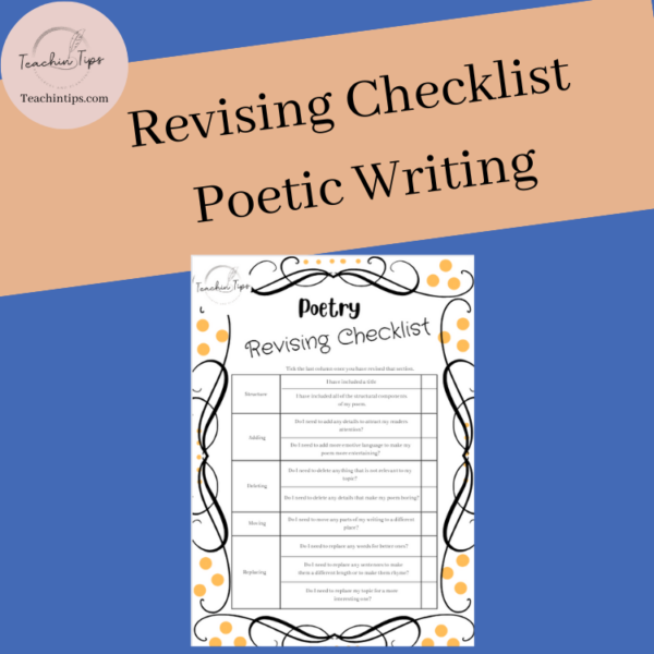 Poetry Revising Checklist | Student Self-revising Poetic Checklist ...