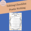 Editing Checklist Poetry Assessment| Student Self-Editing Checklist ...