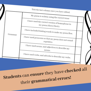 Editing Checklist Poetry Assessment| Student Self-Editing Checklist ...