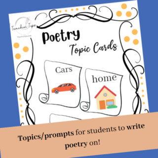 Poetry Writing Prompts | Topic Ideas for Poetic Texts Cards or Posters ...