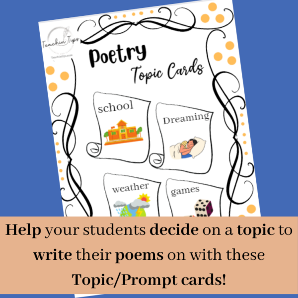 Poetry Writing Prompts | Topic Ideas for Poetic Texts Cards or Posters ...