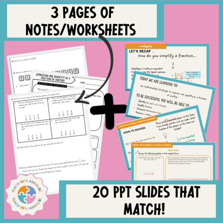 BUNDLE express one number as a FRACTION of another. POWERPOINT ...