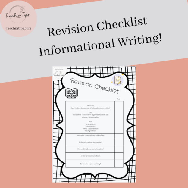 Informational Writing Revision Checklist | Revising Factual Texts ...