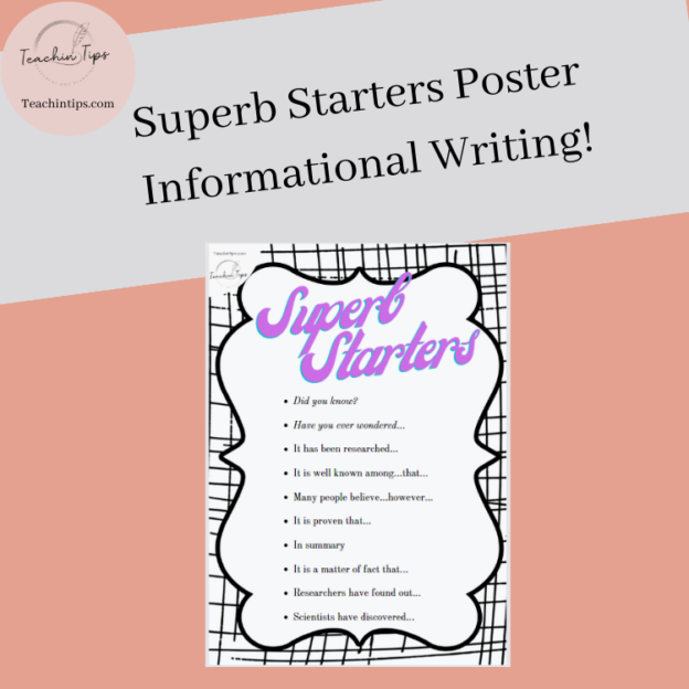 Informational Writing Sentence Starters Poster | Factual Texts ANCHOR ...
