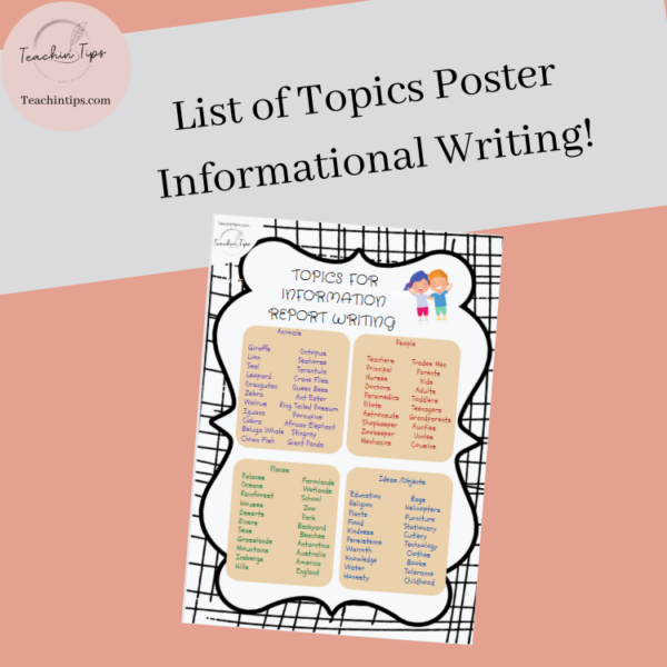 Informational Writing List of Topics Poster | Factual Texts ANHCOR ...