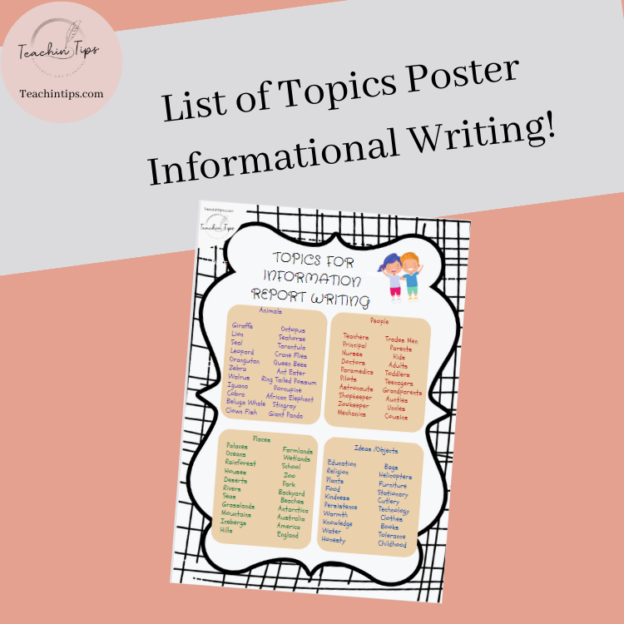 Informational Writing List of Topics Poster | Factual Texts ANHCOR ...